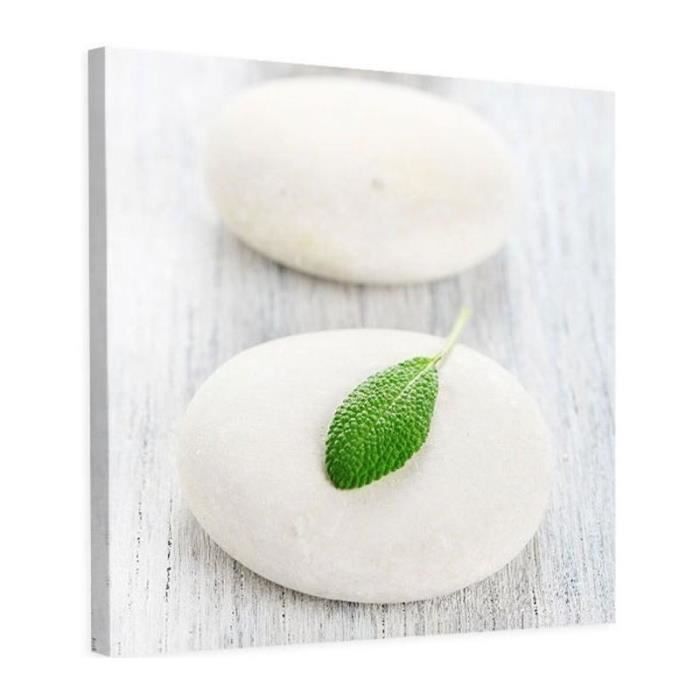 Tableau Décoration Murale Zen Galets 30x30 cm Impression sur Toile Pierres blanches SPA déco ...