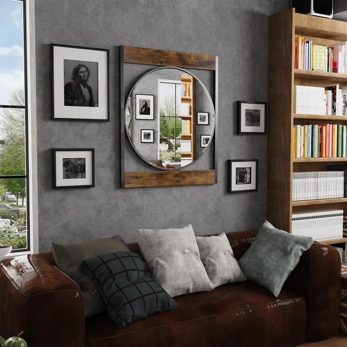 Miroir Bois Rond Mural Décoration: 63x76cm Miroir Rond Vintage avec ...