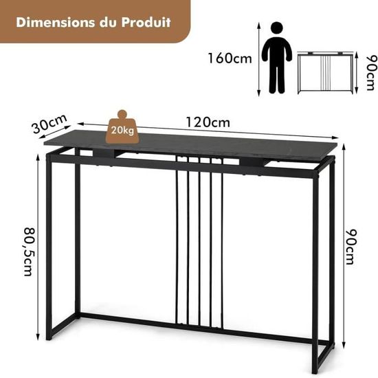 GIANTEX Console Meuble Entrée à 1 Etage en Effect Marbre,Table Console ...