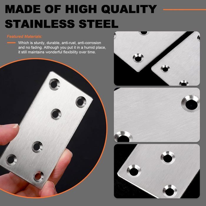 15 plaques de fixation plates et droites en métal de 60 x 38 mm avec ...