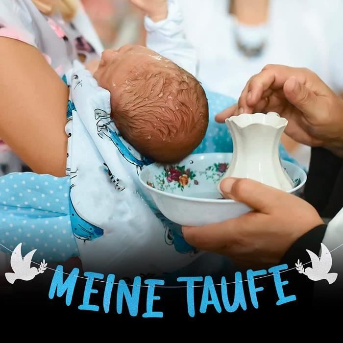 Meine Taufe Mon Baptême Bannière Banderole Baby Shower Pailleté Papier ...
