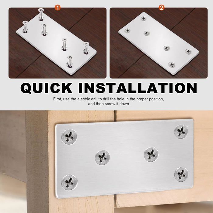 15 plaques de fixation plates et droites en métal de 60 x 38 mm avec ...