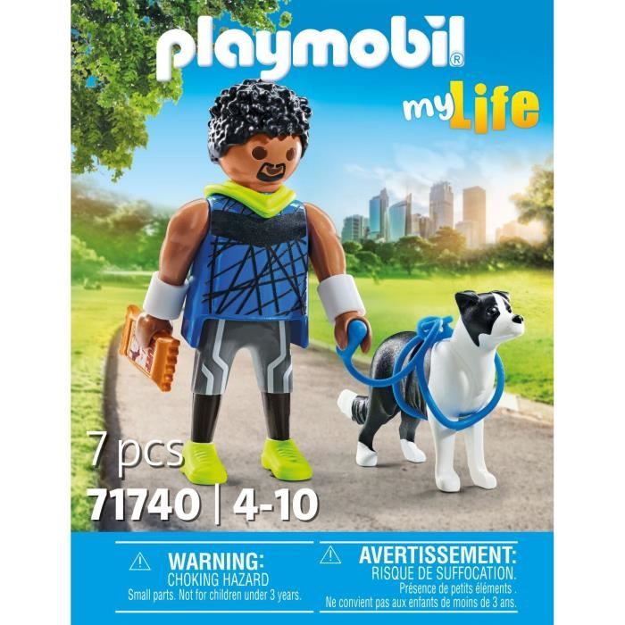 PLAYMOBIL 71740 Homme sportif avec Border Collie, My Life, 7 pièces ...