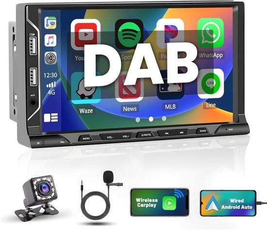 7'' Android Autoradio 2 Din avec Apple Carplay sans Fil Android Auto Mirror Link Autoardio ...