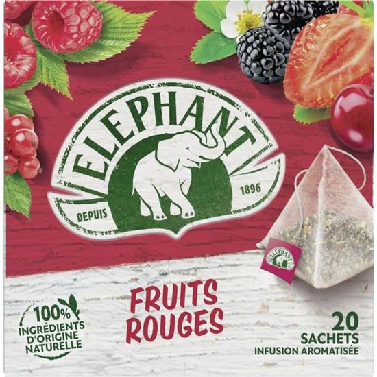 ELEPHANT Infusion aux fruits rouges - 20 sachets - Cdiscount Au quotidien