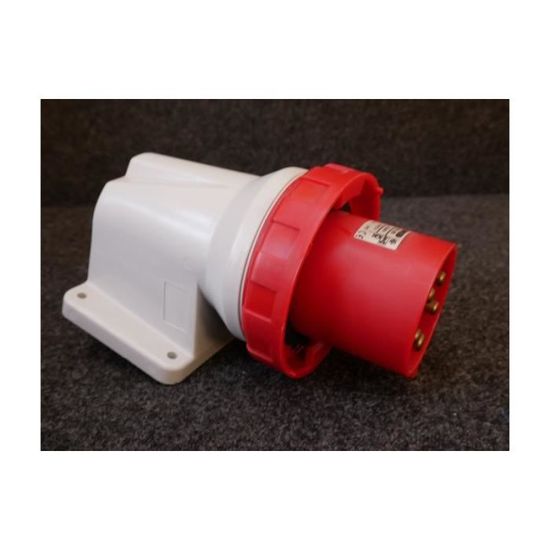 Prise socle saillie 3P+N+T 63A mâle rouge 380-415V 50/60HZ 6H borne à cage étanche IP67 ...
