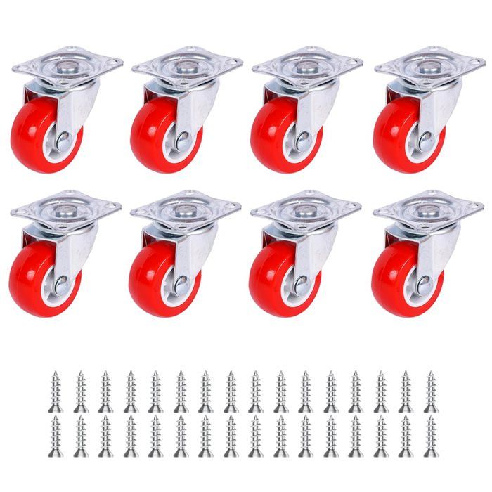 8 Pièces A 360 Petites Roues Pivotantes, Kit Roulettes Rouges Avec ...