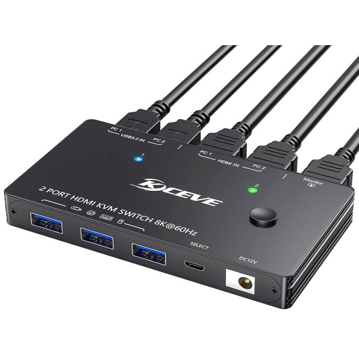 KVM Switch 2 PC 1 Moniteur HDMI, USB 3.0 Commutateur KVM HDMI 2 ports ...