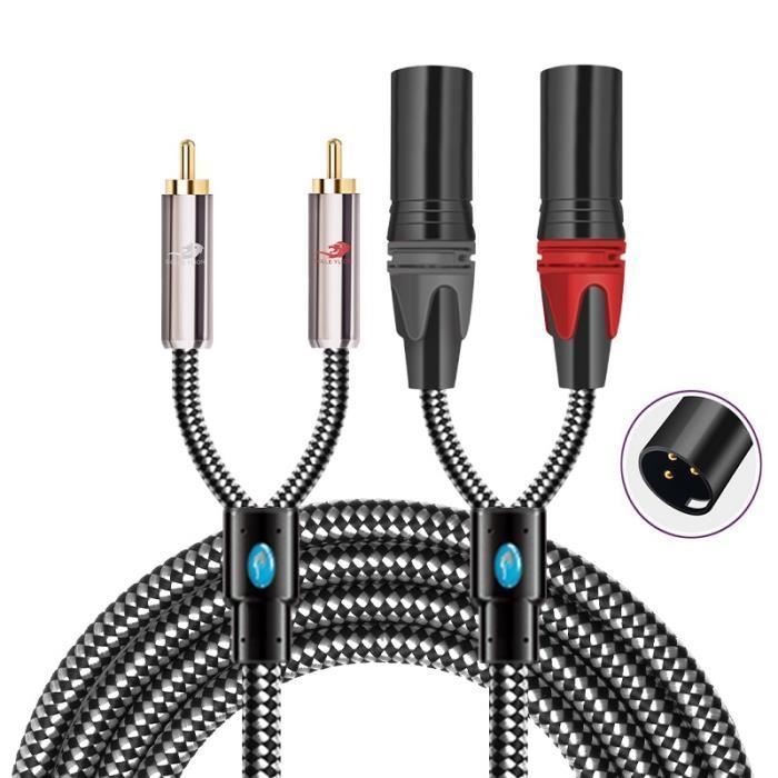 2 RCA - 2 XLR (Gris) - 8m - Câble Audio HiFi double 2 RCA à 2 XLR mâle ...