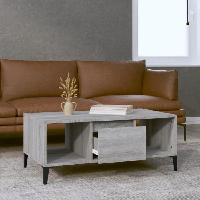 Akozon Table basse Sonoma gris 90x50x36,5 cm Bois d'ingénierie ...