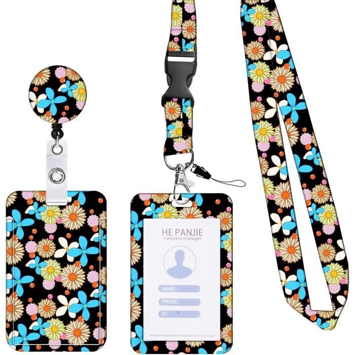 Lanière Rétractable Pour Porte-Badge, Lanière Florale Avec Porte-Cartes ...