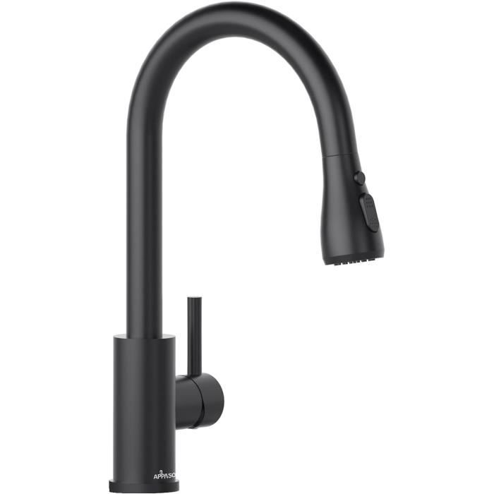 Robinet Mitigeur De Cuisine Noir, Haute Pression Pivotant À 360 ° Avec ...