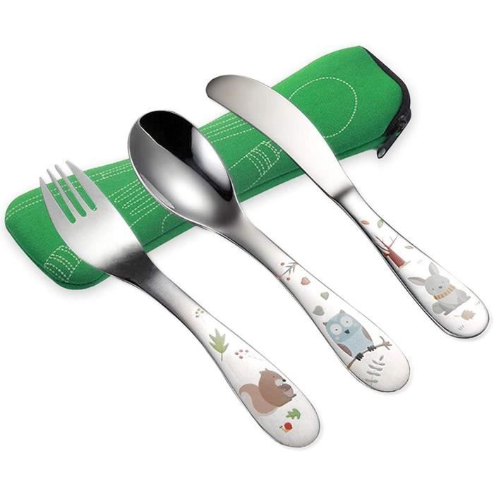 Ensemble Couvert Enfant Kit de Cuillère Couteau Fourchette Portable ...