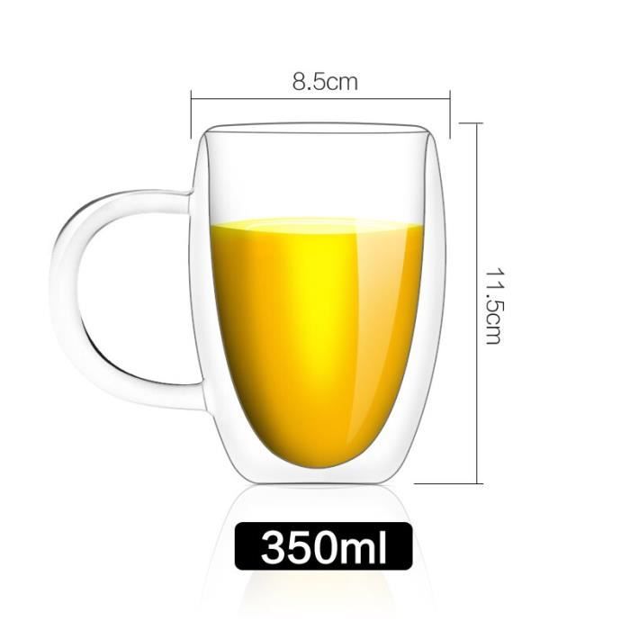 (350ml/Glass Cup)Tasse en verre à Double paroi transparente, faite à la ...