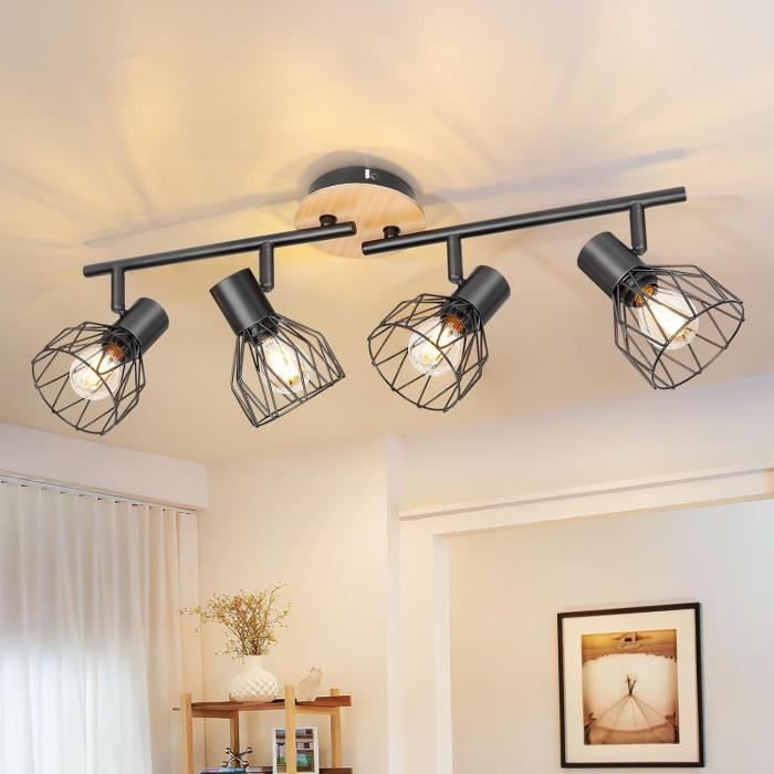 Plafonnier Led 4 Spot Orientable - Spot De Plafond Noir E14 Spots Et Rails De Spots Plafonnier ...