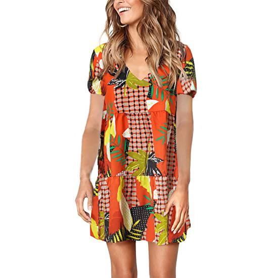 Robe Blast à col en V et à manches courtes pour femmes Robe ...