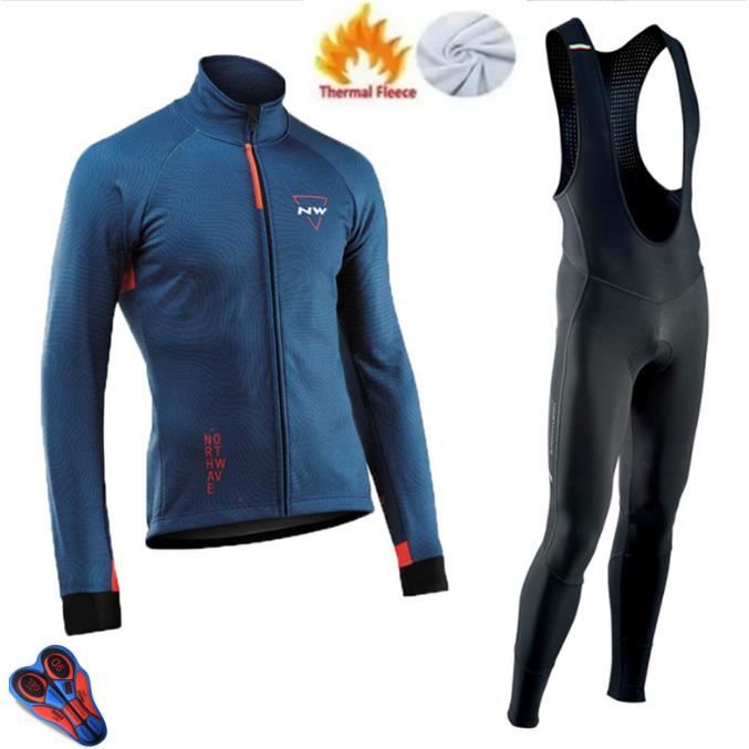 Maillot de Vélo Homme Hiver Thermique Fleece Manches Longues ...