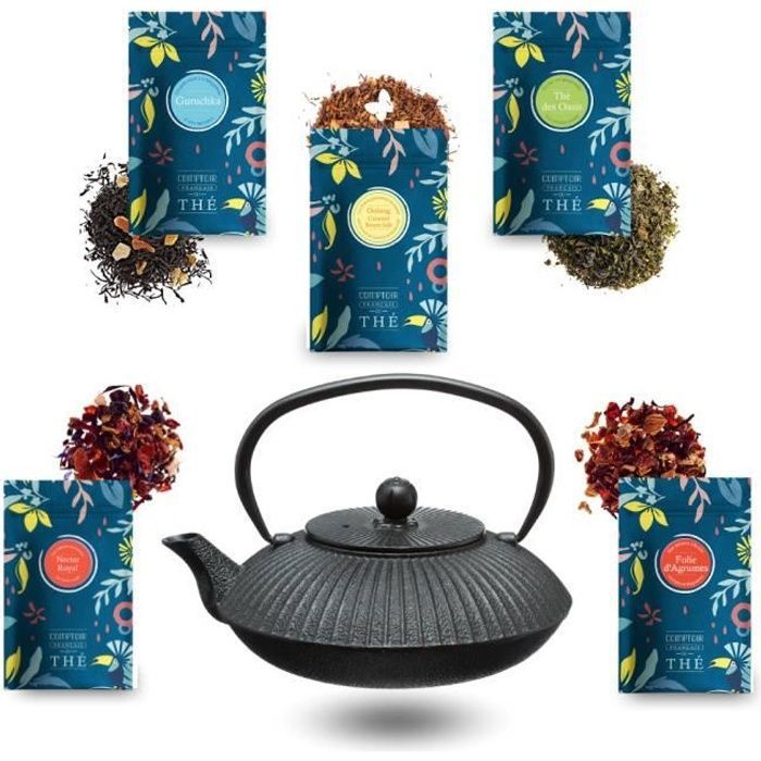 Théière en fonte et son Assortiment de 5x20g de Thés et Infusions ...