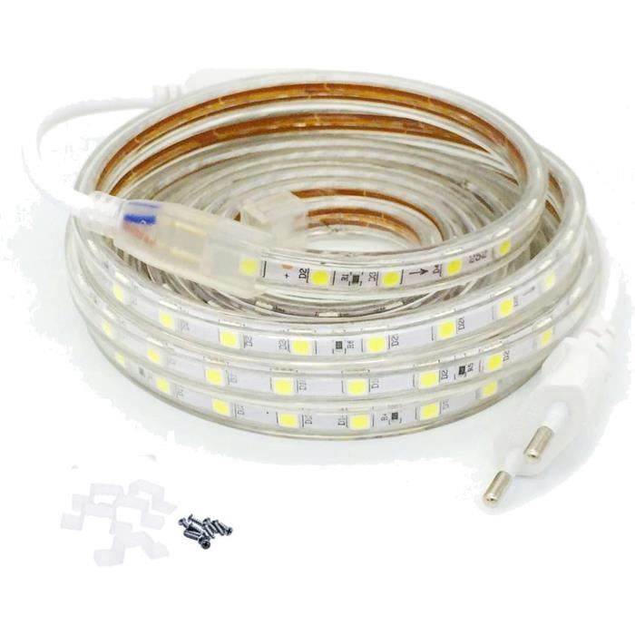 Ruban À Led 2M Blanc Froid, Bande Lumineuse 220V 230V, 60 Leds-M Strip ...