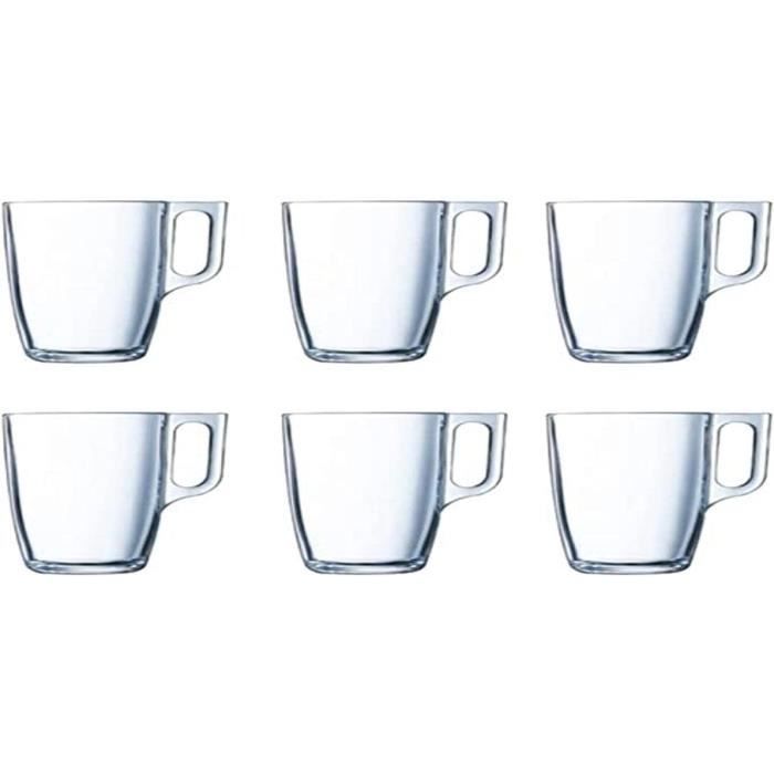Nouveau Set 6 Tasses Petit Déjeuner Mugs Café En Verre Micro-Ondes 32Cl ...
