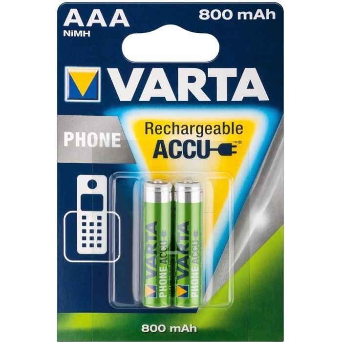 2 PILES RECHARGEABLES AAA (Micro)-HR03 (58398) - 800 mAh VARTA Idéal ...