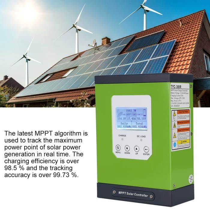 Contrôleur de charge solaire MPPT 12V 24V 48V MPPT (AUTO 30A 12-24 - 48V) HB034 Nouveau ...