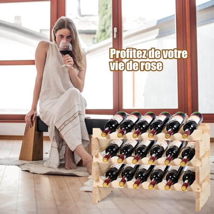 Casier À Bouteilles Modulable Pour 36 Bouteilles, Range Bouteille Vin À 6 Niveaux En Bois Massif ...