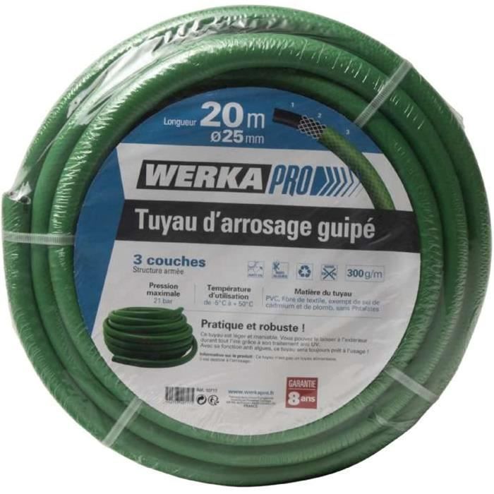 WerkaPro 10717 - Tuyau d'arrosage guipé - Ø 25mm 20m - Traité Anti UV ...