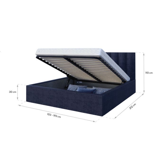 Lit coffre Lorado 120 x 190 cm avec sommier à lattes relevable Crème ...