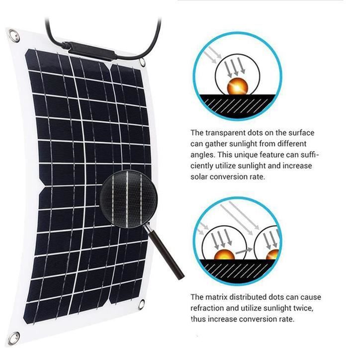 600W 12V Système Solaire Kit 2Pcs 300W Panneau Solaire Flexible Monocristallin Cellule Module ...