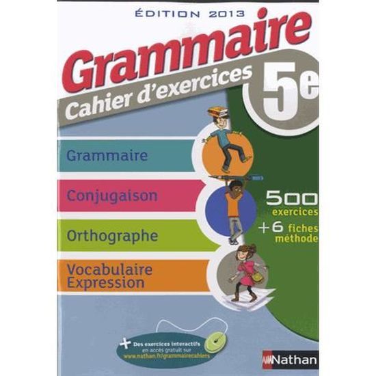 Grammaire cahier d'exercices 5e - Cdiscount Librairie