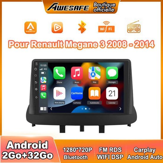 AWESAFE Autoradio Android 13 pour Renault Megane 3 (2008-2014) 2Go+32Go ...
