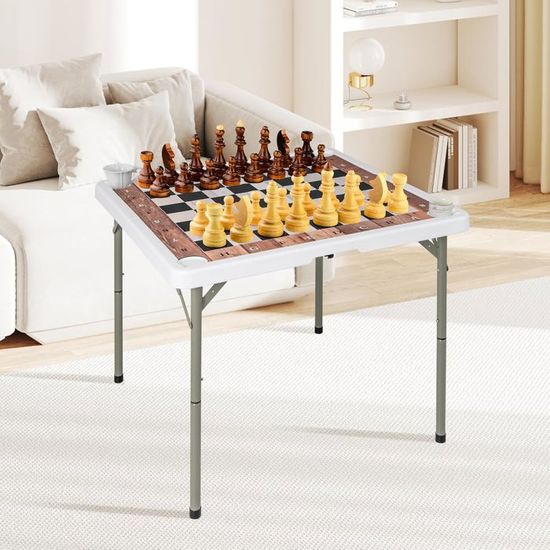 GOPLUS Table Échecs Pliante, Table de Multi-Jeux Exterieur avec Poignée ...