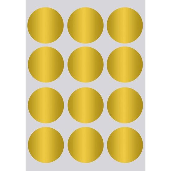 AJW-Gommettes Étiquettes Autocollantes Rondes Or Environ 4cm (38mm) 15 ...