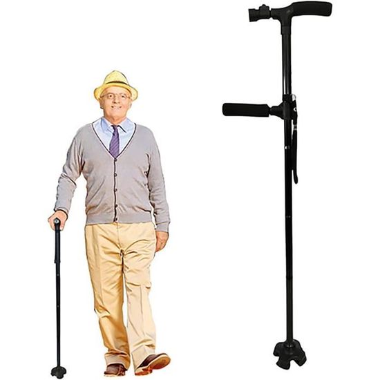 Canne De Marche Pour Personnes Âgées Avec Double Poignée Éclairée Pour ...