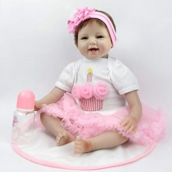 Poupée Reborn 22 Pouce 55Cm Souple En Vinyle Silicone Réaliste Bebe Reborn Fille Fait À La Main ...