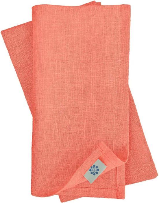 4 Serviettes de Table en Tissu Hygge - 100% Lin, Rose Corail (45x45 cm ...