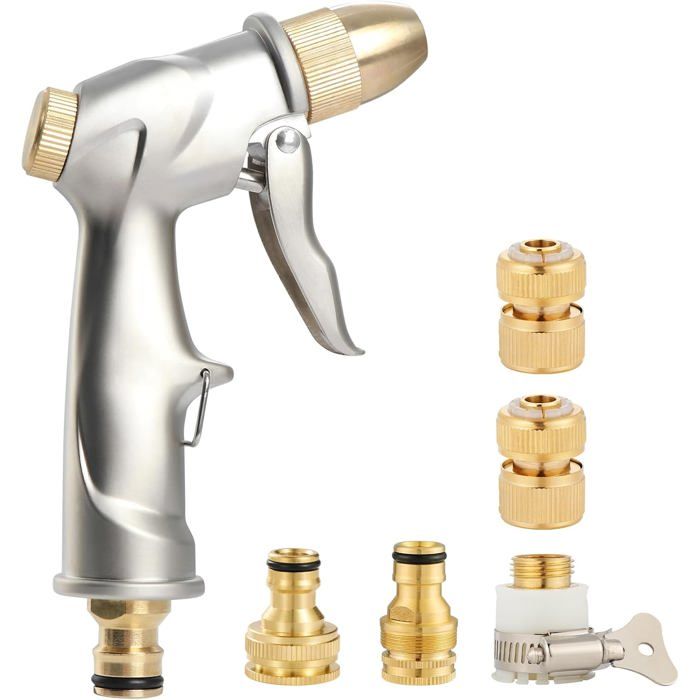 Garden Hose Spray Gun, Heavy Duty Metal Water Gun, High Pressure Spray ...