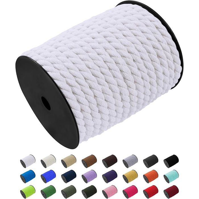 Corde Macramé 10mm x 23m, Fil Macramé Coton Corde Coton Naturelle ...