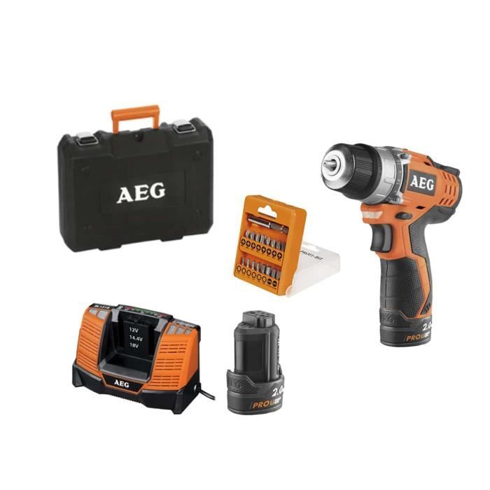 Perceuse-visseuse AEG 12V Prolithium-ion - 2 batteries 2.0Ah - 1 ...