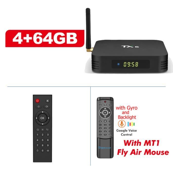 Ue Plug - 4G 64G MT1 - Boîtier Smart TV TX6S, Android 9, Allwinner H6 Quad Core,décodeur ...