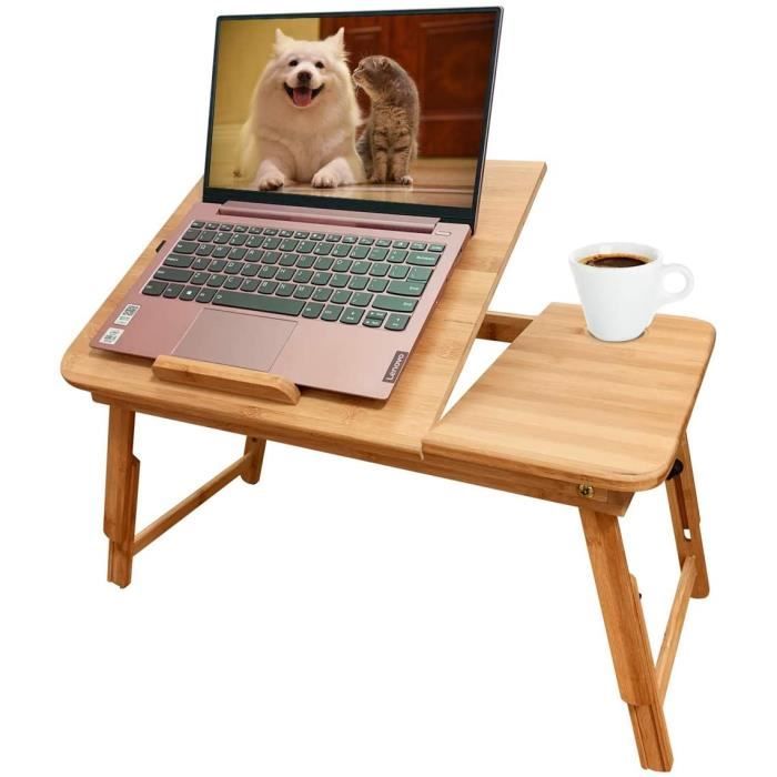 Support réglable pour ordinateur portable, bureau pliable en bambou ...