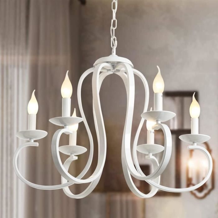 Ganeed Lustre De Pays Français, Lustres De Style Bougie Blanche À 6 ...