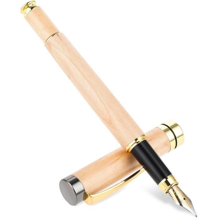 Stylos Plume En Bois Naturel, Stylo Plume De Luxe 0,7 Mm Stylo Plume ...