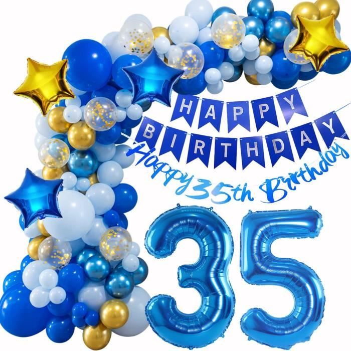 Decoration Anniversaire 35 ans, 35 ans Guirlande Ballon Bleu, 35 Ans ...
