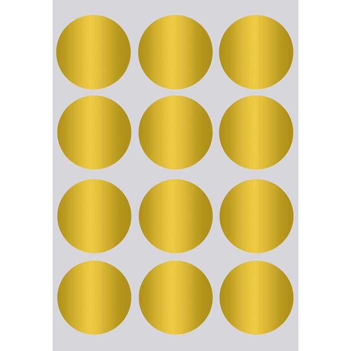 AJW-Gommettes Étiquettes Autocollantes Rondes Or Environ 4cm (38mm) 15 ...