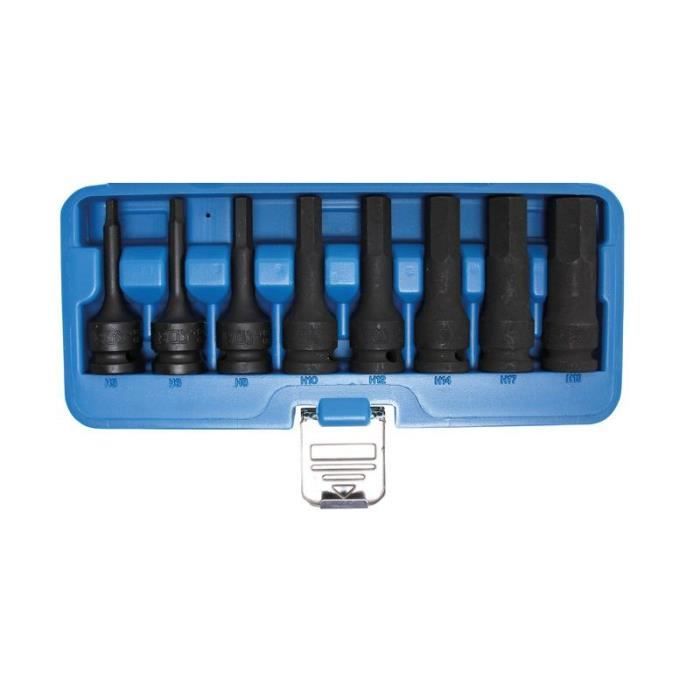 Jeu de douilles à embouts à choc 12,5 mm (1/2") six pans intérieurs 5 - 19 mm 8 pièces ...