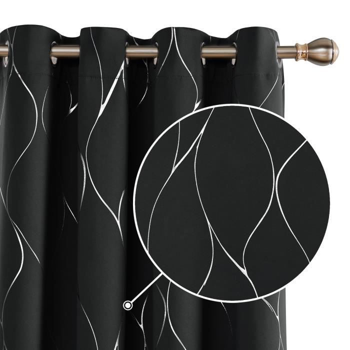 Deconovo Lot de 2 Rideau Occultants Chambre Désign Moderne Rideau pour ...