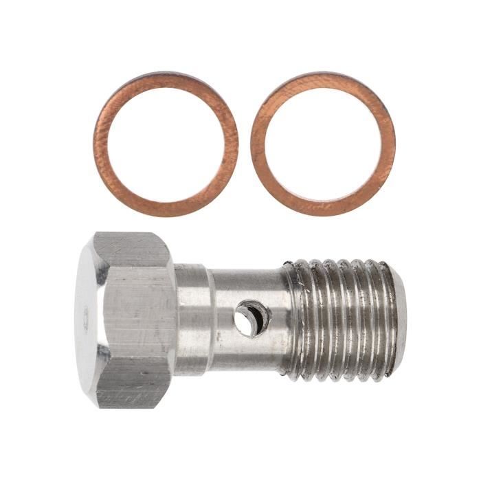 Dilwe adaptateur banjo 7/16inx20 UNF Banjo Bolt Acier inoxydable 25mm Long Adaptateur de raccord ...