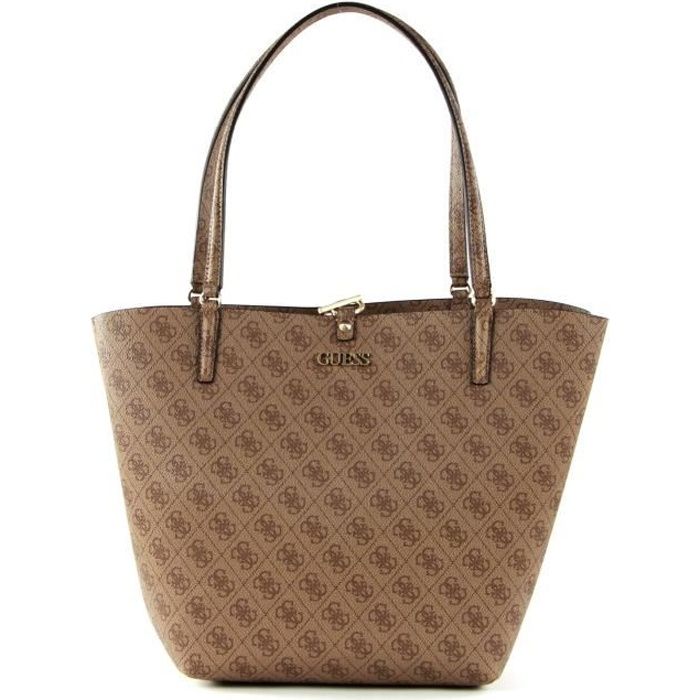 GUESS Alby Toggle Tote Latte Logo [118671] - sac a main Marron ...